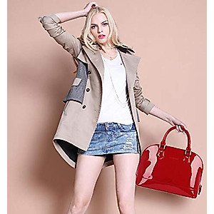 Yan Show Women's Satchel Purse Large Tote Lady Shoulder Bag Patent Leather Handbag Top Handle Shell Bag (black-1)