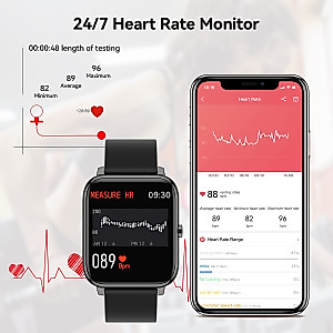 Smart Watch, Fitness Watch with Heart Rate, Blood Pressure, Sleep Monitor, Pedometer, Fitness Tracker Suitable for Android Phones and iOS iPhone, Waterproof Smart Watches for Women Men Teenager Elder