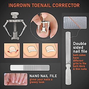 TIP2TOES 10 Pcs Ingrown Toenail Clippers for Seniors Thick Toenails- Heavy Duty Podiatrist Toe Nail Cutter for Men, Professional, and Adults- Easy Grip Handle Stainless Steel Sharp Curved Grooming Kit