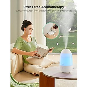 GoveeLife Smart Mini Humidifier for Baby Nursery, Top Fill Cool Mist Humidifier with Scent Diffuser & Nightlight, Built-in Sensor, Works with Alexa, Ultrasonic Humidifiers for Home, Bedroom and Plants