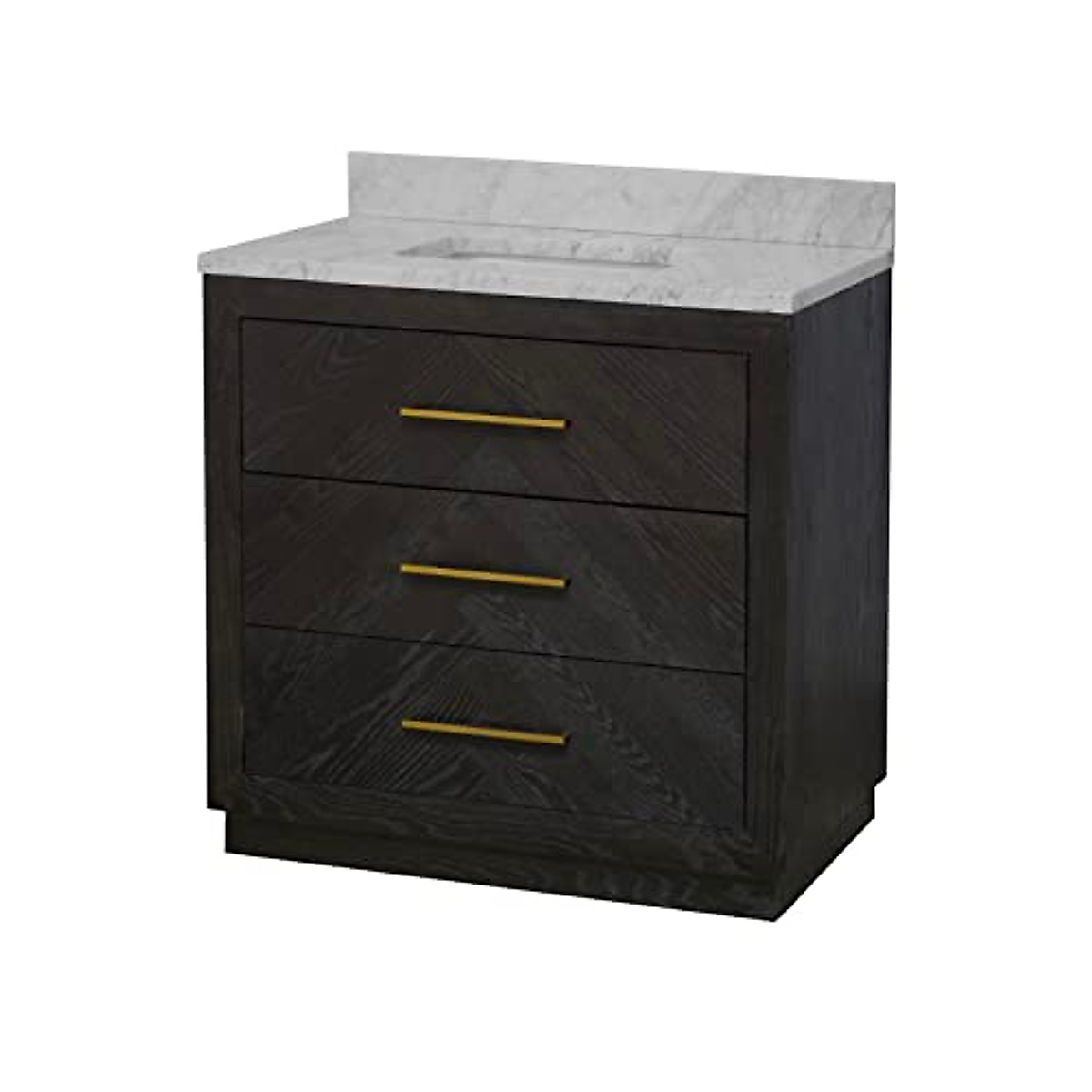 Avery 36-inch Bathroom Vanity (Carrara/Dark Oak): Includes Dark Oak Cabinet with Stunning Carrara Marble Countertop and White Ceramic Sink