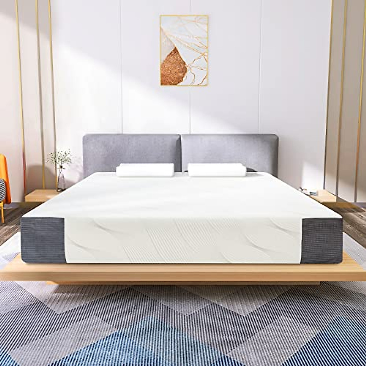 10 Inch Hybrid Memory Foam Mattresses,King size Cooling Gel Mattress in a Box,Pressure Relief Mattress with Breathable Mattress Cover,Medium-Firm Mattress/Certipur US Certified/Made in USA(King)