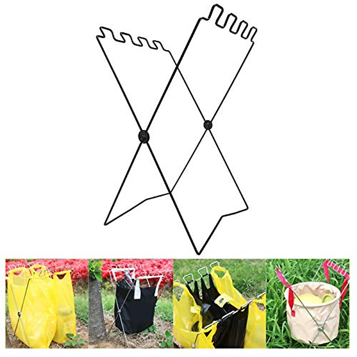 CHICIRIS Trash Rack, Portable Garbage Bag Holder Place 33‑Gallon for Camping Picnic Barbecue