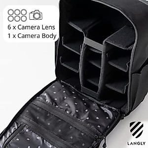 Langly Sierra Camera Backpack: A Modern & Travel-friendly Photography Backpack Compatible With Both 18in Laptop & any Camera Type 24L (Black)