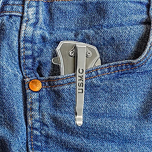 USMC Tactical Folding Knife–3.5 Inch Blade-Ideal for Hunting, Rescue & Everyday Carry Gift for Marines Disabled USMC Vet Owned SMALL Business