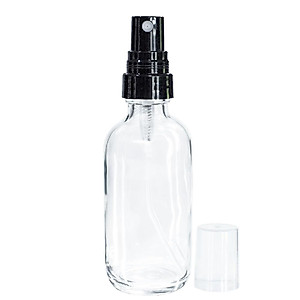 GlassBottleOutlet (24 Pack) 2 oz. Clear Boston Round with Black Fine-Mist Sprayer