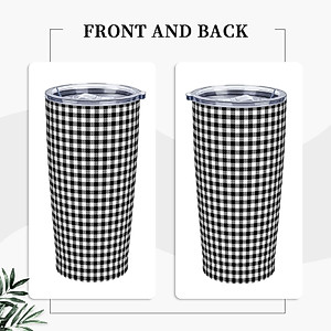 Yaxongx 20oz Tumbler Classic Plaid Double Wall Vacuum Insulated Coffee Mug with Lid and Metal Straw Brush Reusable Stainless Steel Water Bottle Travel Cup Gifts for Car Ice Drinks Hot Beverage