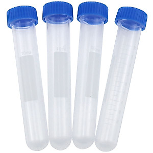 AYLIFU 12 Pieces 10ml Centrifugal Test Tube with Blue Screw Cover and Scale, Laboratory Screw Round-Bottom Plastic Centrifugal Tube, Suitable for Laboratory School Education
