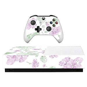 MightySkins Skin for Microsoft Xbox One S All-Digital Edition - Water Color Flowers | Protective, Unique Vinyl Decal wrap Cover | Easy to Apply, Remove, and Change Styles | Made in The USA