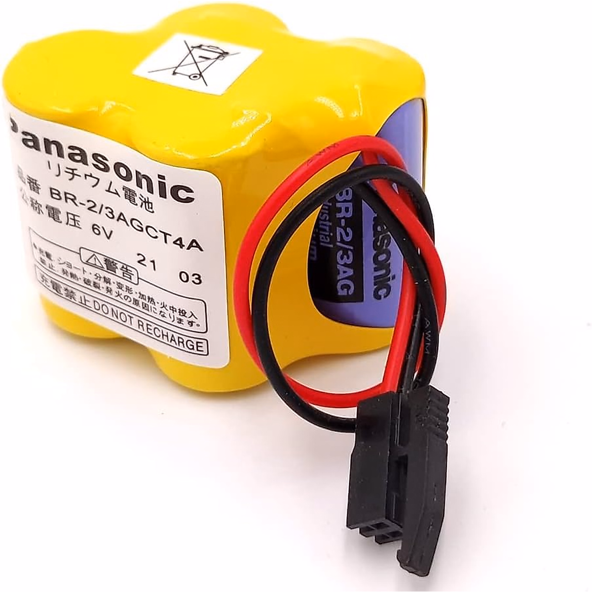 BATTEMALL (4-Pack) BR-2/3AGCT4A 6V 4400mAh Replacement Battery for Panasonic FANUC A98L-0031-002 (Black Connector)