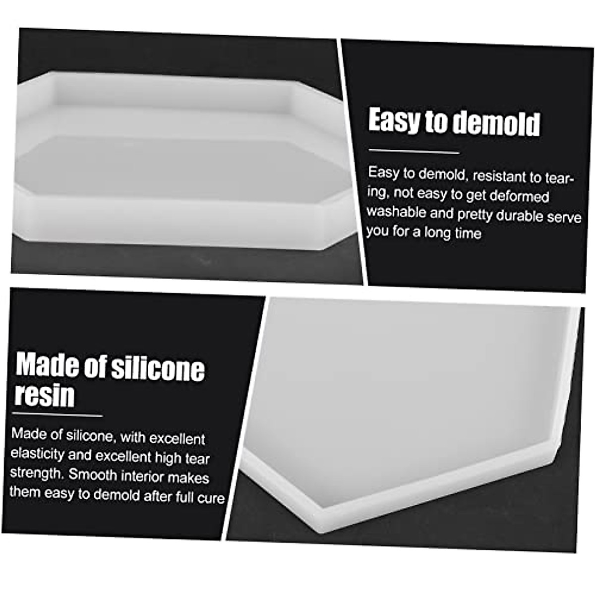 SEWACC 4 Pcs Hexagonal Silicone Mold Tray Resin Mold Tray Mold Resin Tray Mold Epoxy Resin Hexagon Silicone Molds for Resin Hexagon Resin Coaster Molds Silica Gel White Cup Pad Mold Agate