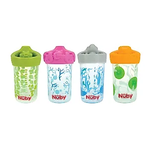 Nuby No Spill 3D Character Sippy Cup with Soft Touch Flo Silicone Top, 12 Ounce, Alligator