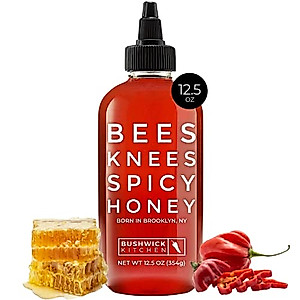 Bushwick Kitchen Bees Knees Spicy Honey, Natural Gourmet Honey Infused with Chili Peppers, 13.5 Ounces
