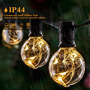 UC Outdoor String Lights, 30Pcs G40 Bulbs Globe Solar String Lights Waterproof Patio Decorative String Lights Outdoor with Remote for Backyard Garden Cafe Bistro Wedding Party,Warm White