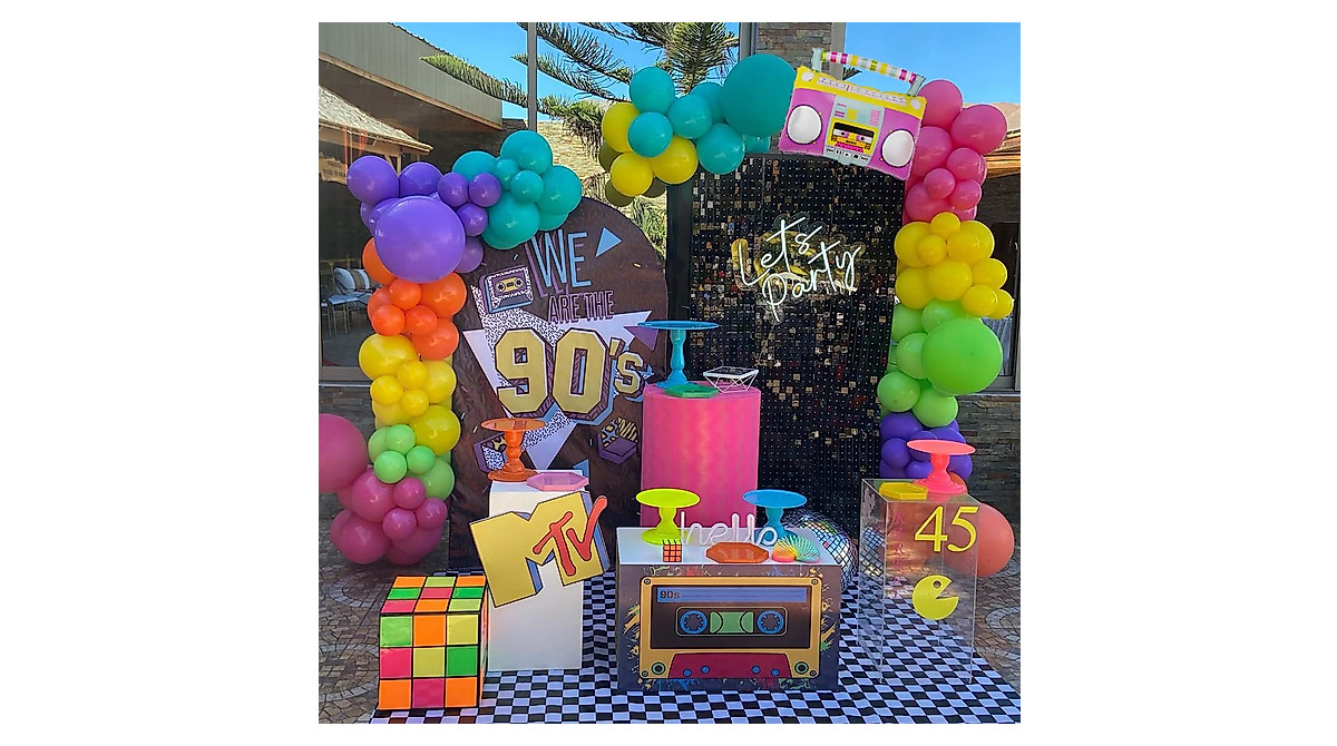 Retro Disco 80s & 90s Balloon Arch Kit - Vibrant Party Decor