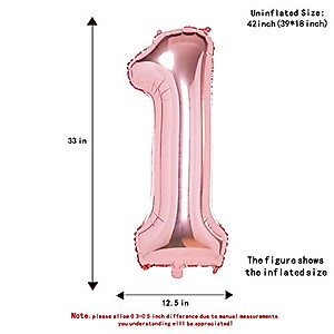 Rose Gold 1 Balloons,40 Inch Birthday Foil Balloon Party Decorations Supplies Helium Mylar Digital Balloons (Rose Gold Number 1)