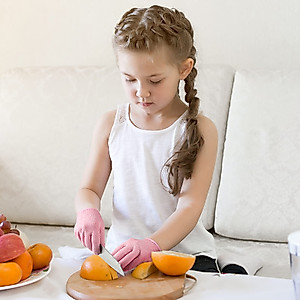 4 Pairs Kids Cut Resistant Gloves Level 5 Safe Gloves Protection for Kitchen Garden, Oyster Shucking, Crafts, DIY (Small)