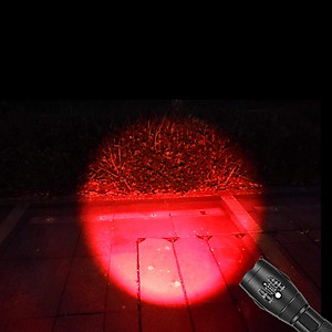 GaiGaiMall Tactical Red LED Flashlight Single Mode Hunting Handheld Flashlight with Zoomable and Waterproof for Astronomy Night Observation etc.