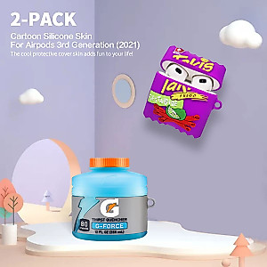 2Pack Cute Airpods 3 Case 2021, Kawaii 3D Cartoon Food Sport Water&Takis Potato Chips Airpod Cover Design Girl Women Funny Protective Skin Silicone Case for Airpods 3rd Generation (Taki+Sport Water)