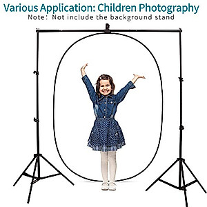 5X3.3 ft (1.5mX1m) 2 in 1 Cotton Muslin Black White Collapsible Reflector Backgrounds Portable Collapsible Reversible Photography Backdrop with Carrying Bag