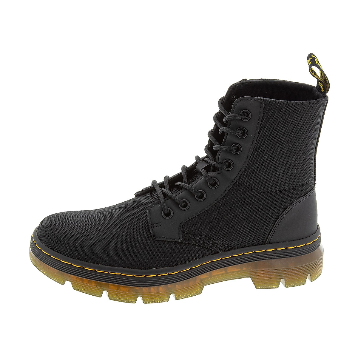 Dr. Martens, Black Extra Tough Poly+Rubbery, Combs 8 Eye Boot, Unisex, 15 US Women/14 US Men, Combat Boot
