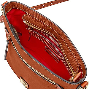 Dooney & Bourke Crossbody Bags for Women, Pebble Grain Leather Crossbody Messenger Bag with Zipper - Brown