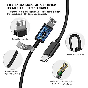 FUHAYA iPhone 15 Fast Charger, 2 Pack 20W PD USB C Wall Charger Fast Charging Block with 10FT Type C to C Fast Charging Data Sync Cable for iPhone 15/15 Plus/15 Pro/15 Pro Max,iPad Pro/Air/Mini, Black
