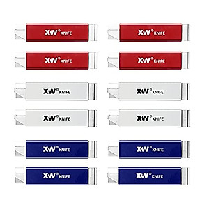 XW Handy Box Cutters, Retractable Razor Blade Carton Cutter for Opening Packages, Assorted Colors 12-Pack