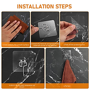 Zxglxinyao 30pcs Adhesive Wall Hooks for Hanging Heavy Duty Self Adhesive Hooks, Clear Sticky Wall Hangers Waterproof Transparent for Door Shower Key Towel Coat Holder Hanger Hooks