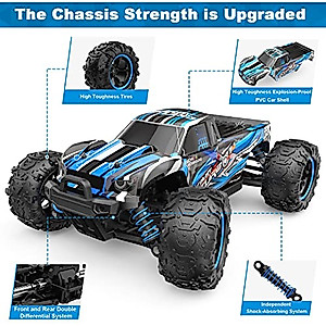 QFC RC Cars 1:18 Scale Remote Control Car, 4WD High Speed 40+ Km/h Off Road RC Monster Vehicle Truck, All Terrains Electric Toy Trucks with Two Rechargeable Batteries for Boys Kids and Adults