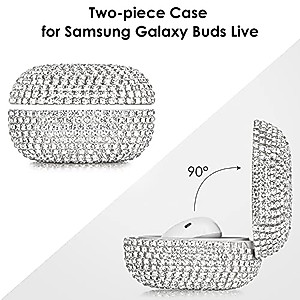 Case for Samsung Galaxy Buds 2 / Buds Live/Buds Pro/Buds 2 Pro, Filoto Cute TPU Earbuds Protective Case Cover with Shiny Disco Ball Keychain Accessories for Women Girls (Glittery Silver)