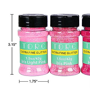 TORC 6 oz Pink Fine Glitter Set, Iridescent Pink Hot Pink Fine Glitter for Resin Crafts Tumblers Slime Cosmetic Nail Art Makeup Festival Decor