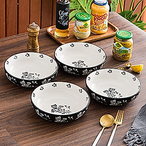 KINGSBULL HOME Pasta Bowls Salad Bowl Ceramic Bowl Set Rose Salad Bowls Large Bowl Porcelain Salad Plates