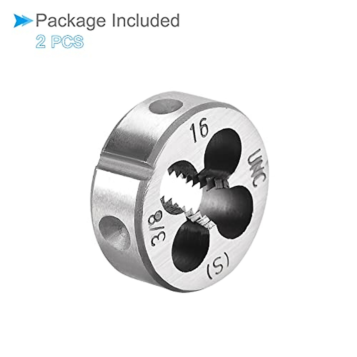 CoCud Round Threading Dies, 3/8-16 UNC Thread, 9SiCr Alloy Tool Steel Screw Milling Tools - (Applications: for Machine Thread Repair), 2-Pieces