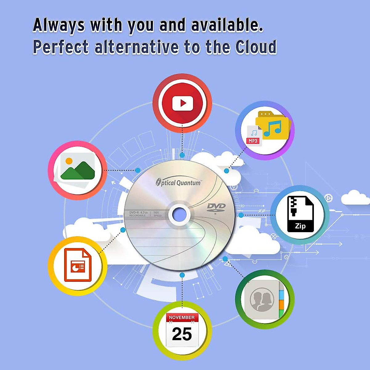 Optical Quantum OQDMR16ST-50SP 16X 4.7 GB DVD-R Recordable Shiny Silver 50-Disc Spindle