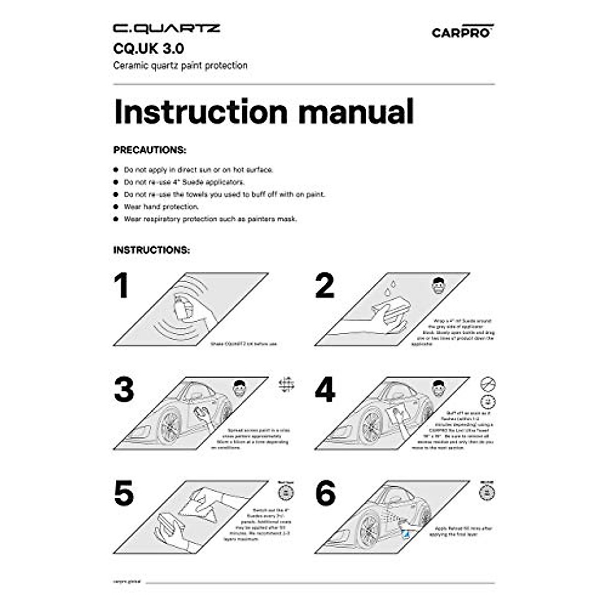 CARPRO CQUARTZ UK 3.0_30ml Kit - Ceramic Coating Finish, Quartz Based Nanotechnology, Bonds to Paint, Glass, Metal and Plastic