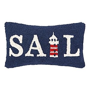 Peking Handicraft Hook Pillow, 9 by 16-Inch, Sail Blue