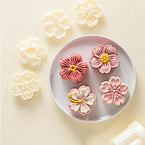 SPDD Cookie Stamps,Cherry Blossom Moon Cake Mold Chinese Traditional Mid-Autumn Mooncake Mold Hand Pressure Cake Decorating Tools(30g)