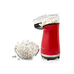 Nostalgia 16 Cup Hot Air Popcorn Maker | Makes Hot, Healthy Popcorn, No Oil Needed | Measuring Cap for Kernels Included | Stainless Steel | Red