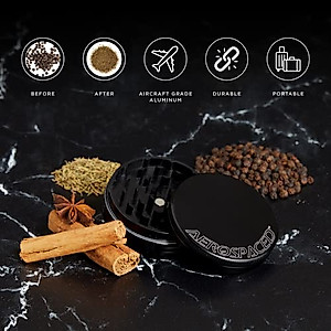 Aerospaced 2-Piece Grinder 6061 Aircraft-Grade Aluminum, 30 Razor-Sharp Diamond Teeth, Scratch-Resistant Anodized Finish, Secure Magnetic Lid, Airtight Seal - Enhance Your Cooking