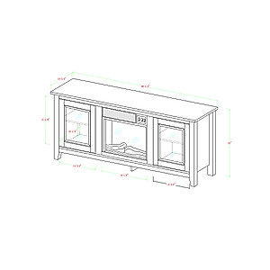 Home Accent Furnishings Lucas 58 Inch Fireplace Tv Stand with Glass Doors in Driftwood