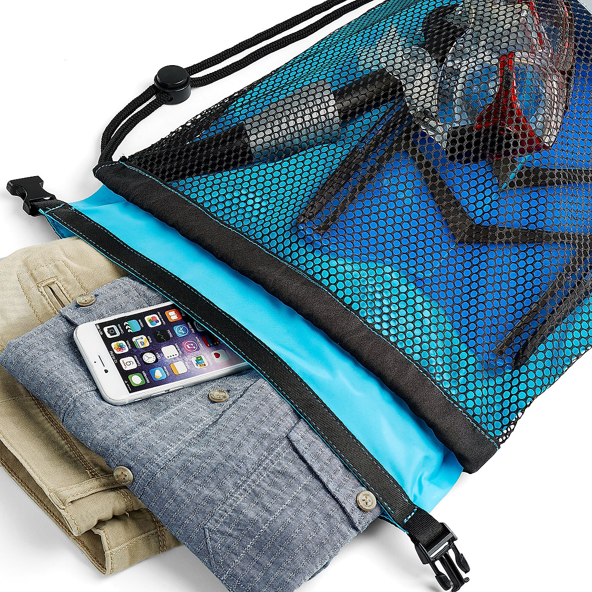 Skog Å Kust SnorkelSåk 2-in-1 Mesh Snorkel Bag with Removable Interior Waterproof Dry Bag | Blue