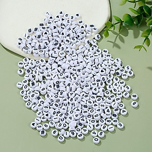 Hudinsun 500Pcs 0-9 Acrylic Number Beads in 12 Grid Box Round Beads for Bracelets Neckless Friendship Jewelry DIY Making (4x7mm Box, White)