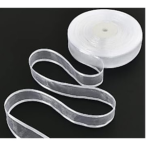 TONIFUL 1 Inch x 25 Yards Sheer Organza with Satin Edge Ribbon Black Chiffon Ribbon for Gift Wrapping Wedding Birthday Party Decoration DIY Craft Bow Making Valentine's Day Craft Floral Hair Sewing