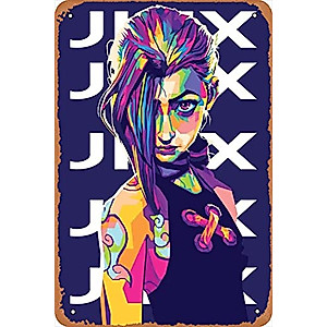Jinx Arcane Pop Art Poster Poster Vintage Retro Metal Sign 8x12 Inch Man Cave Home Wall Decor