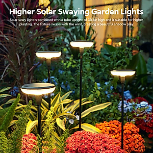 LETMY Solar Outdoor Lights Garden Decor, 6 Pack Super Bright Solar Garden Lights Outdoor Waterproof, Solar Swaying Light, Sway by Wind, Auto On/Off 34LM Outdoor Solar Lights for Yard Patio Pathway