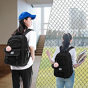 School Backpack Laptop Computer Backpack 15.6 inch Anti-theft Big Daypack Casual Bag Travel Bookbag Aesthetic Cute Backpacks for College Large Backpacks Purse for Boy Girl Teen Women Men Student-Black