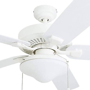 Honeywell Ceiling Fans Belmar 52 Inch Ceiling Fan With Light, Indoor/Outdoor Ceiling Fan with Pull Chain, LED Tri-Mount 5 Blade Design, ETL Damp Rated, White (50513-01)