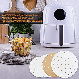 10 Inch Air Fryer Liners, Set of 200, 5/6/7/8/9 Inch Bamboo Steamer Liners/Air Fryer Perforated Parchment Paper for Air Fryer, Steaming Basket and More