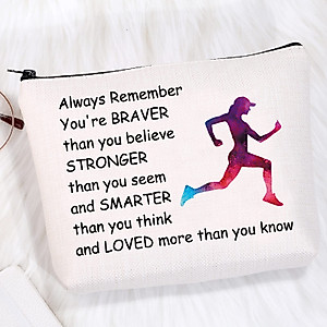 Running Gifts for Her Running Lover Gifts Runner Makeup Bag Cosmetic Pouch Cross Country Running Gift for Runners Teens Women Zipper Pouch Travel Toiletry Bag Organizer (Runner Cosmetics Bag)